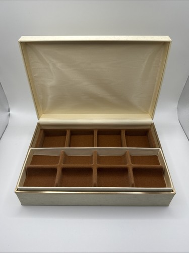 Vintage Avon Jewelry Treasure Chest Case/Box Ivory Satin Fabric 9in ...