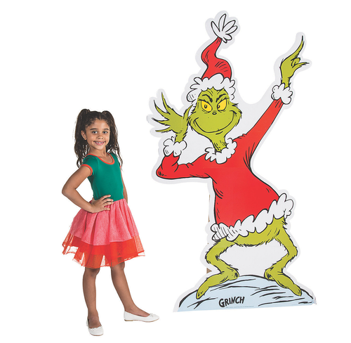 6 Ft Dr Seuss Grinch Cardboard Standee 43.5" x Life Size Christmas Prop ...