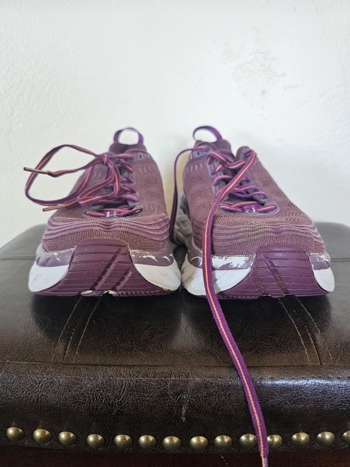 Hoka Bondi 6 Purple Orange Running Outdoor Workout Shoes Sneajers Sz W ...