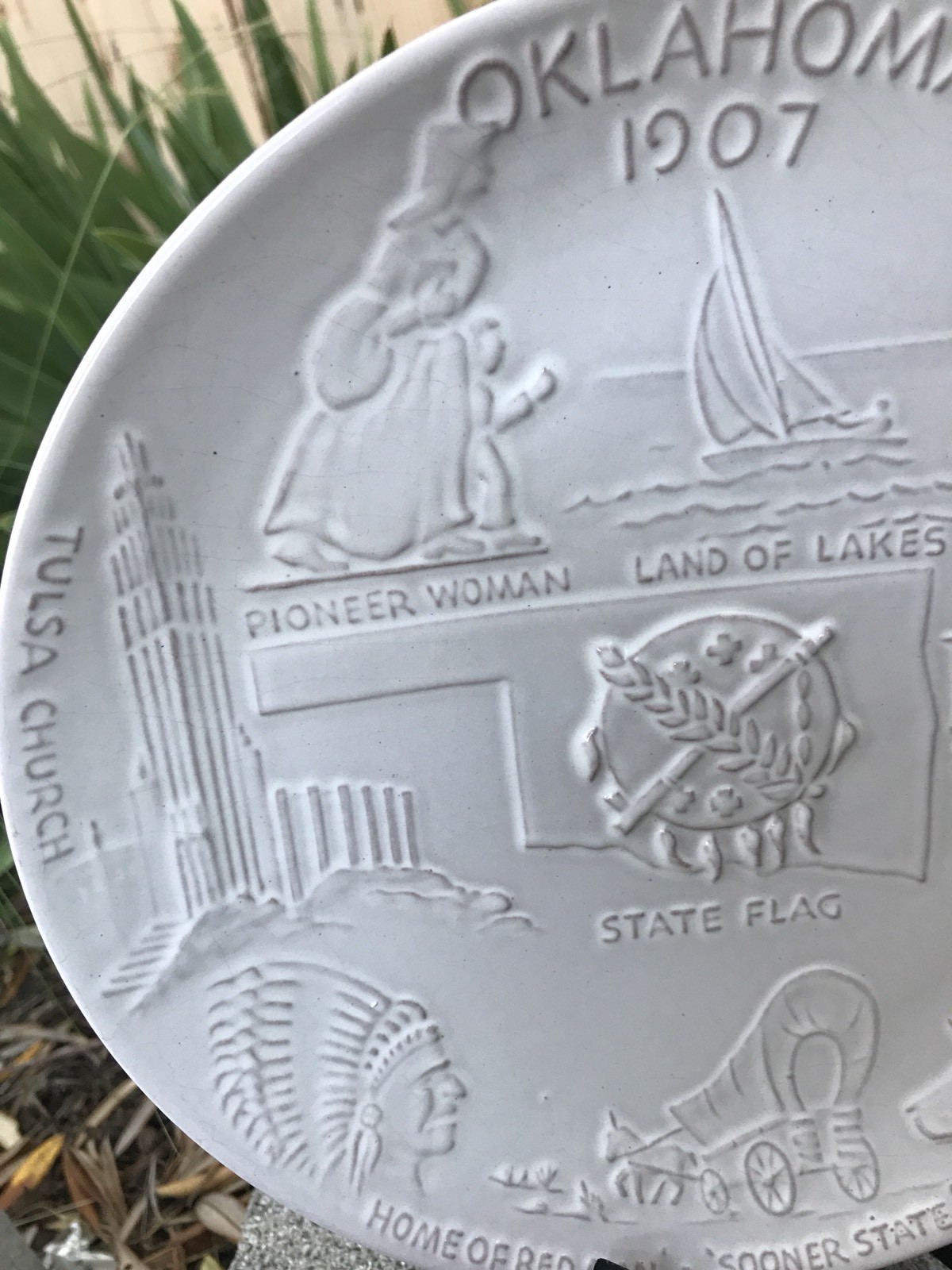 Vintage Frankoma Oklahoma 46th State 1907 Plate White Sands Signed John ...