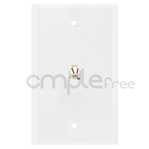 White 6P4C Single Phone Jack Wall Plate RJ-11 RJ 12 Telephone Modular ...