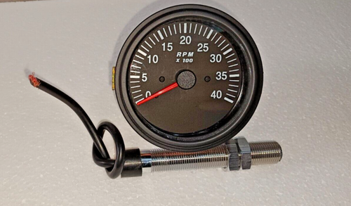 85mm Magnetic pickup Sensor Driven Tachometer 0-4000 RPM Black Bezel ...