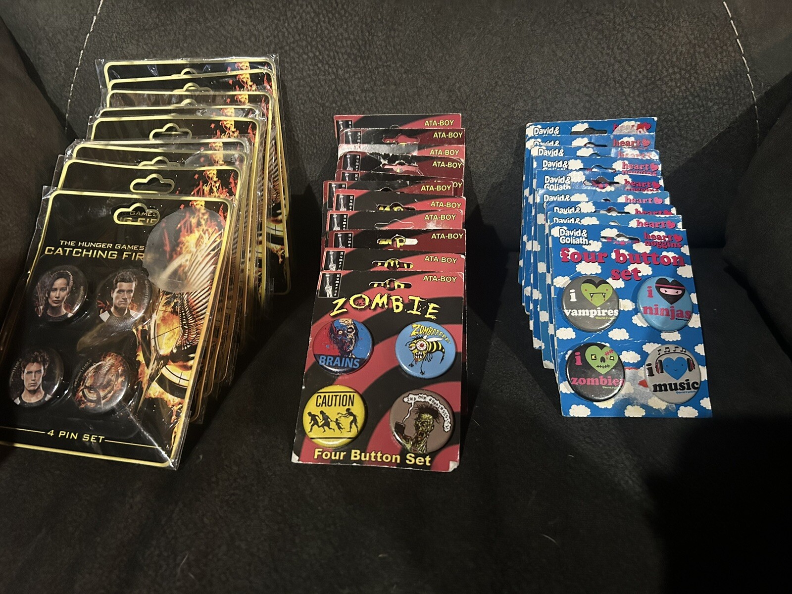 Large Lot of Pins Hunger Games, Zombies, & David & Goliath | eBay