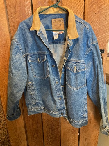 VINTAGE Schaefer Outfitter Denim Jacket Men’s Size XL - Western Leather ...
