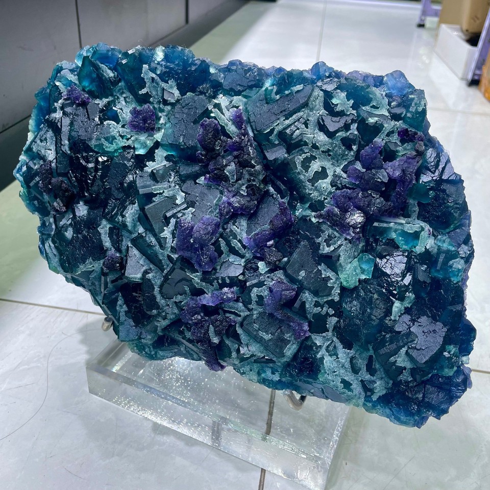 11.5LB Rare! Natural blue Purple fluorite cluster Quartz Crystal ...
