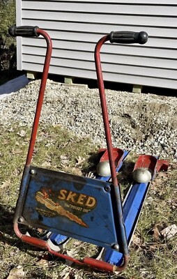 UBER RARE Vintage 1950s SKED The Rocket Ski Child’s Snow Sled Ski Lodge ...