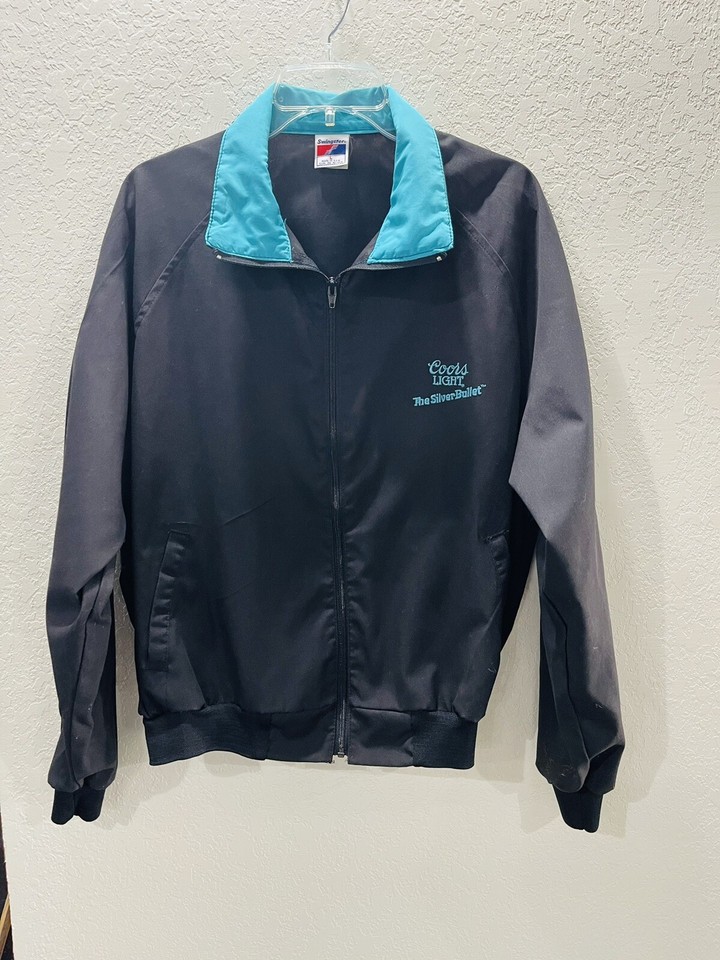 Swingster Jacket VTG Coors Light The Silver Bullet Beer Black /Teal USA ...