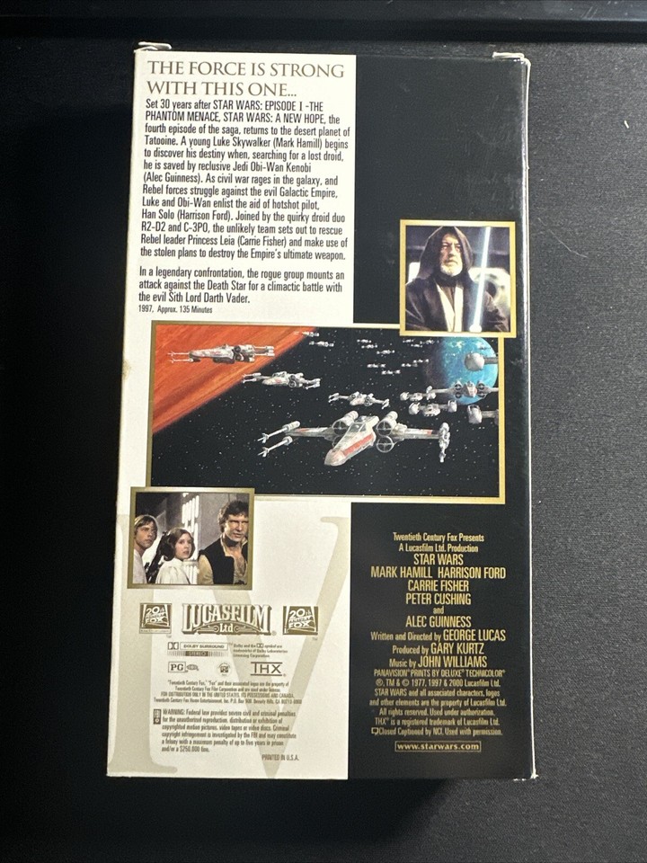 Star Wars A New Hope VHS 1977, 2000 THX | eBay