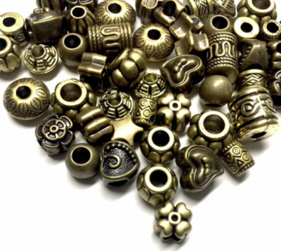 50 pcs Bronze & Old Gold Mix Design European Large Hole Beads | eBay UK