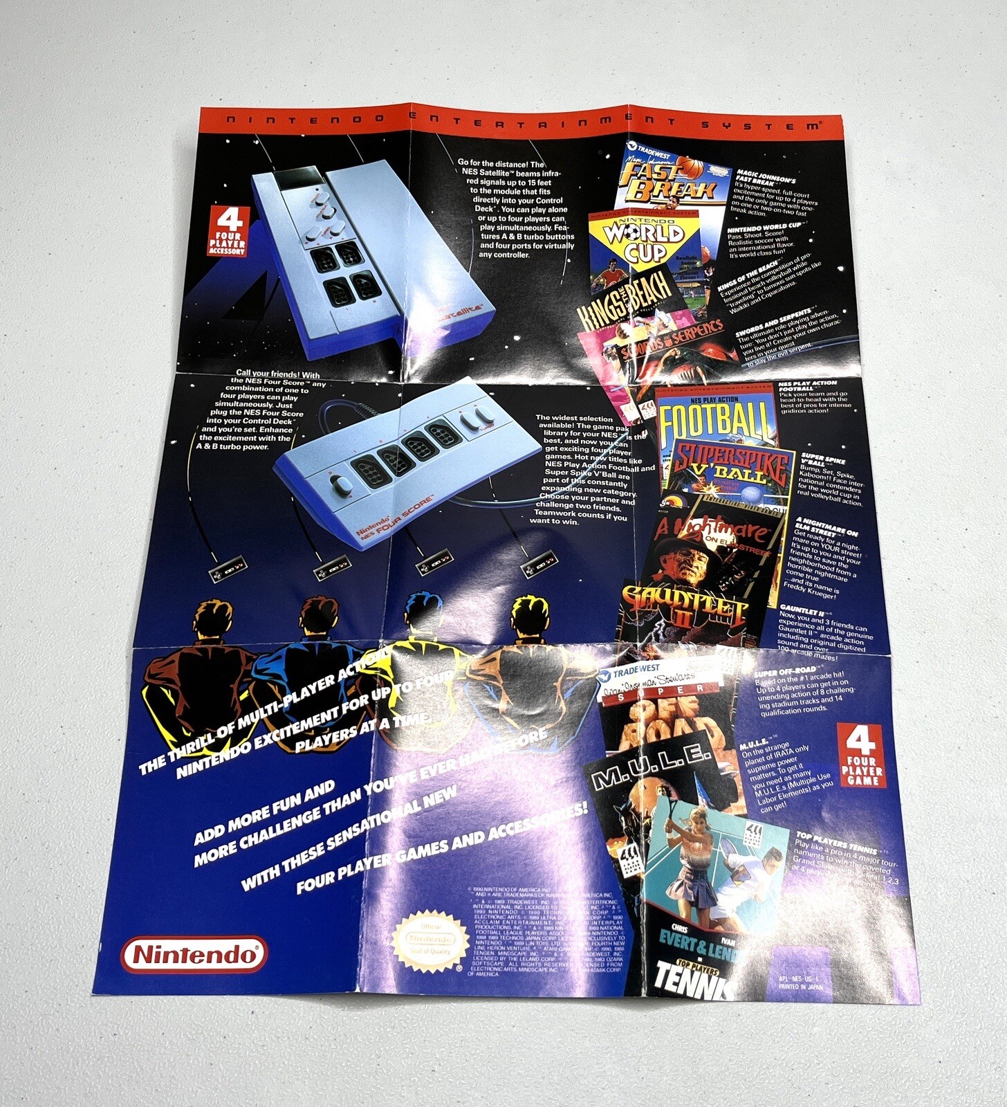 Nintendo NES Satellite / Four Score Promo Poster Insert Only 4PL-NES-US ...