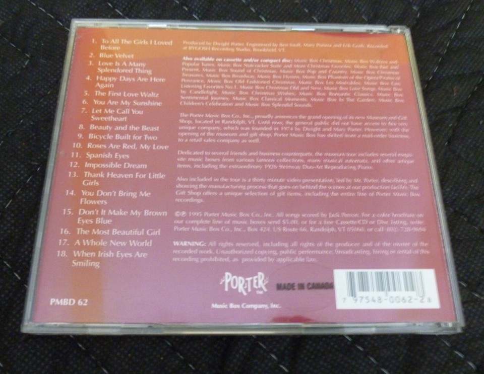 The Porter Twin Disc Music Box – Music Box Romantic Classics ( Music CD ...