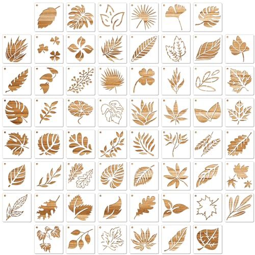 60 Pcs Small Leaf Stencil,Leaves Stencils Reusable Paint Templates for ...