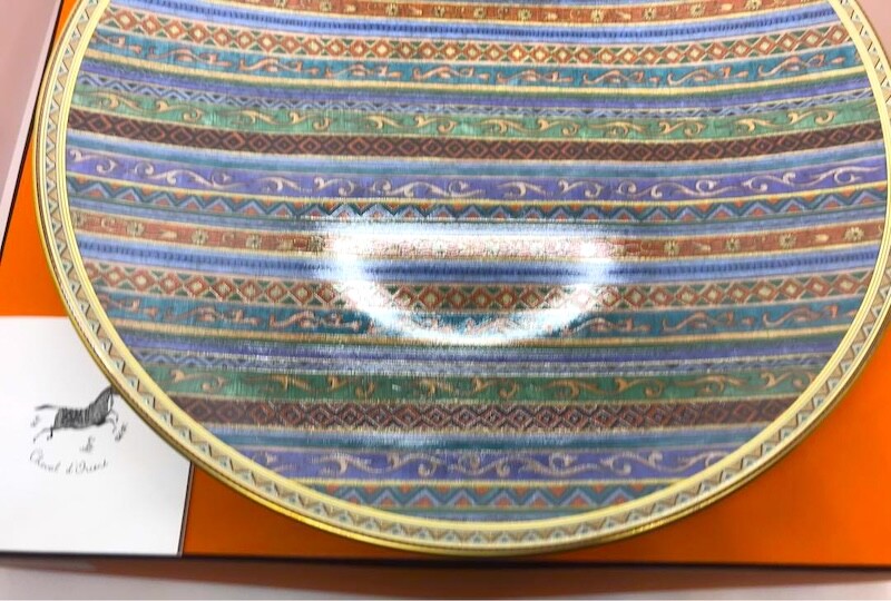HERMES Cheval d'Orient Tart Serving Plate Tableware Dish 24K Gold Auth ...