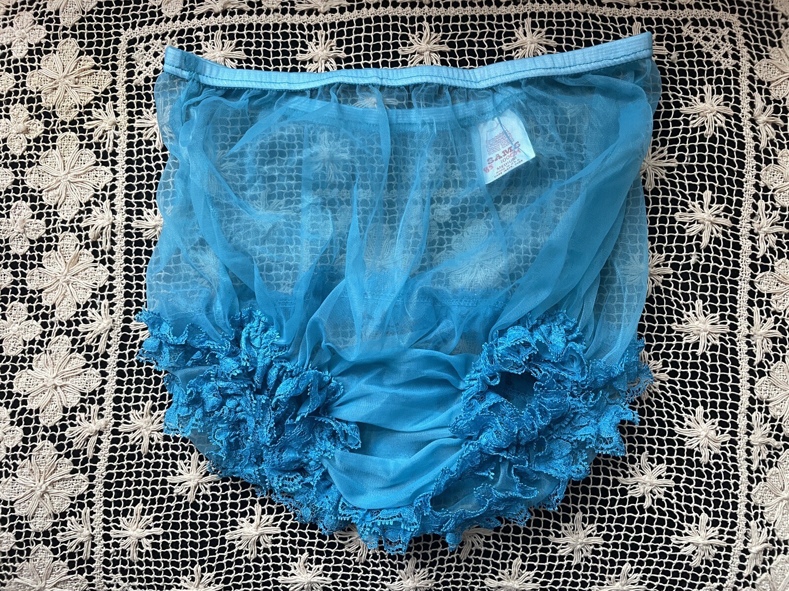 VTG Blue Sheer Nylon Ruffle Bloomers 1960s PANTY Knickers Size M | eBay