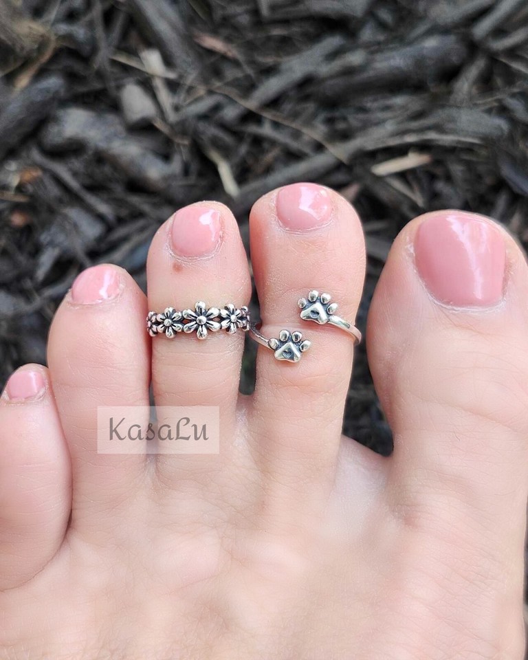 925 Flower Toe Ring Solid Sterling Silver Band Oxidized Toe Ring ...