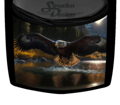Flying Soaring Bald Eagle Nature Forest Truck Hood Wrap Vinyl Car ...