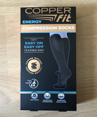 1 Pair - Copper Fit Energy Compression Socks Men 9-12 Women 10-13 L/XL ...