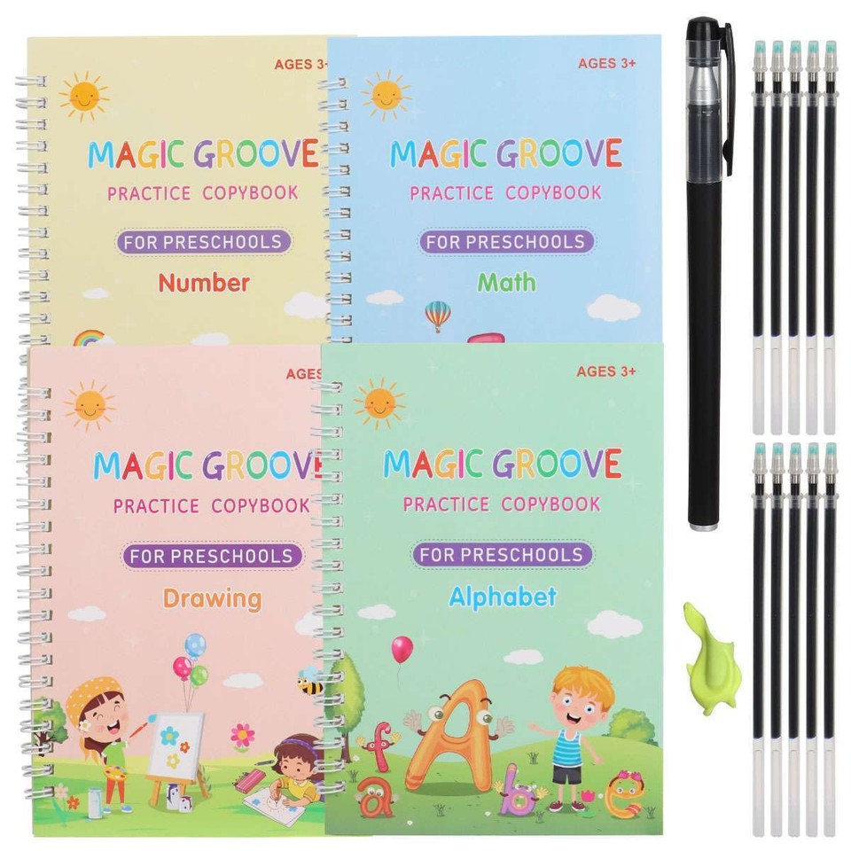 16Pcs Magic Practice Copybook Set Groove Reusable English Calligraphy ...