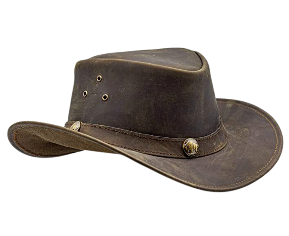 Brown Leather Cowboy Hat – Western Outback Steampunk Cosplay Halloween ...