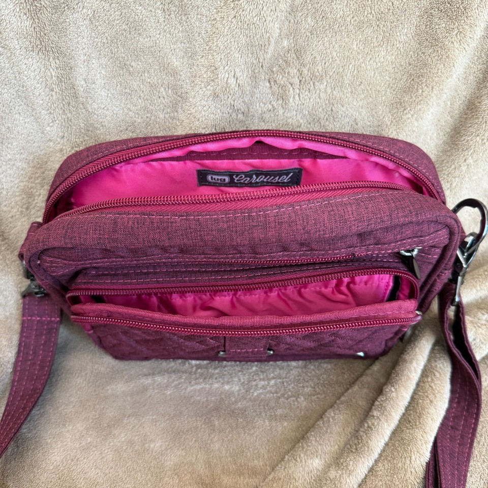 LUG Women's Carousel Handbag Purse Burgundy Marled RFID-Blocking ...