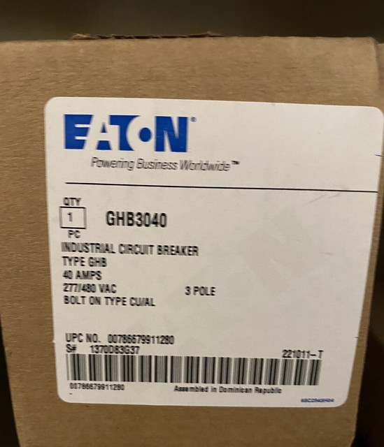 Eaton GHB3040 Main Breaker for sale online | eBay