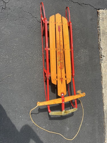 VINTAGE GENUINE FLEXIBLE FLYER SLED MODEL 41J WOOD & METAL 40 x 21 x 6 ...