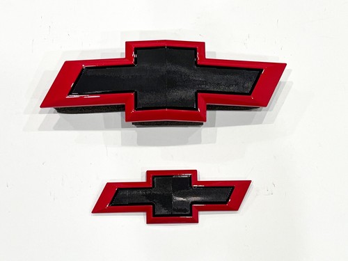 2015-2020 Chevrolet Tahoe Suburban Gloss Red Black Bowtie Emblems Front ...