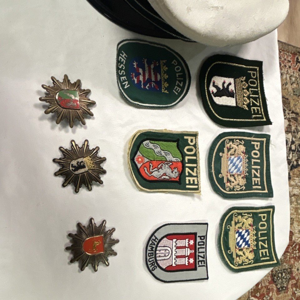 German Police Hat 1993 with Badges & Patches Hessen Berlin Bayern ...