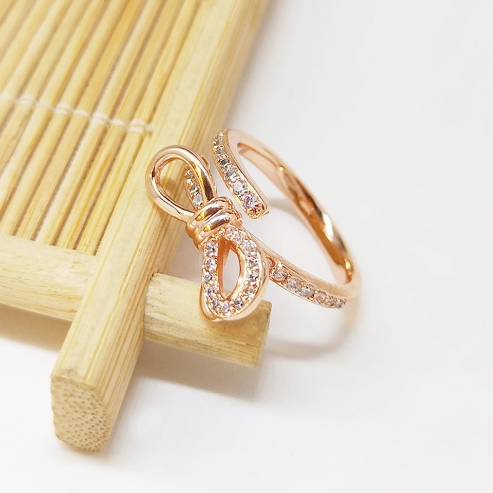 1PC Bowknot Ring Creative Rhinestone Finger Ring Adjustable Open Ring ...