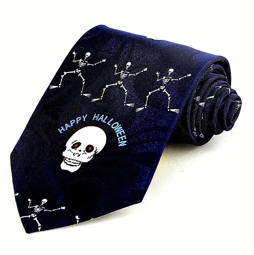 Halloween Skeletons Men's Necktie Skulls Dancing Skeleton Fashion Blue ...