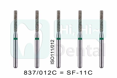 10Pcs Dental Diamond Burs FG Flat End Cylinder 837/012C SF-11C Coarse ...