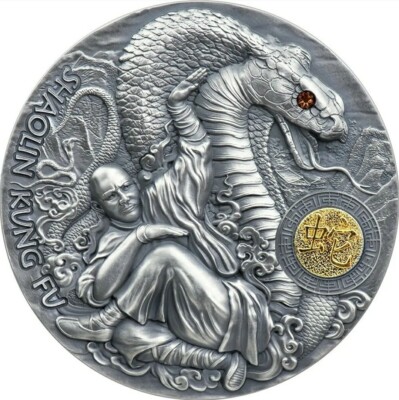 2021 2 Oz Silver $5 Niue Martial Arts SHAOLIN KUNG FU SNAKE Antique ...
