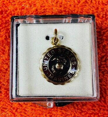 USMC Marine Corps Gold Tone EGA Necklace Charm Emblem Keychain | eBay