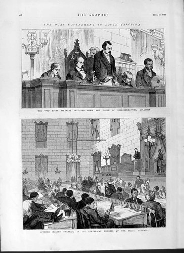 Old Antique Print 1877 Dual Government Columbia Mackey Republican House ...