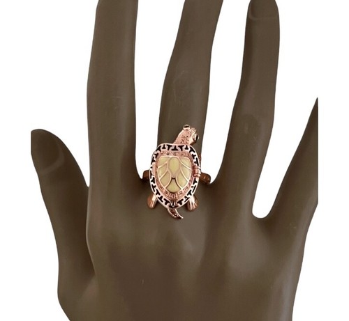Fun "Pill/Blessing Box" Turtle Adjustable Ring Enamel Rose Gold Tone | eBay