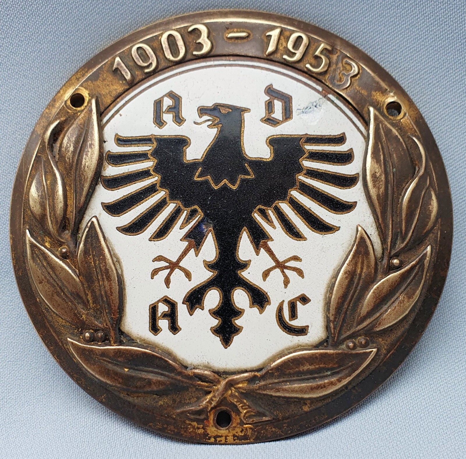 Alte Plakette Grill Badge Oldtimer ADAC 1903 1953 50 Jahre Mercedes VW ...