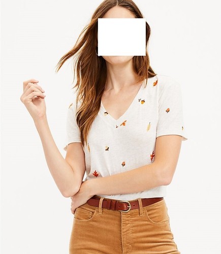 Ann Taylor Loft Acorn Leaf Everyday V-Neck Tee ~ M ~ NWT ~ Fall | eBay