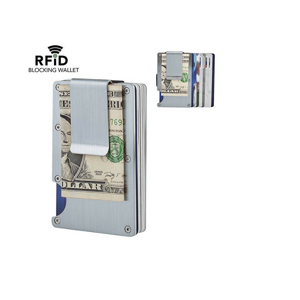 Metal Aluminum Wallet RFID Blocking Crash Proof Credit Card Holder Case ...