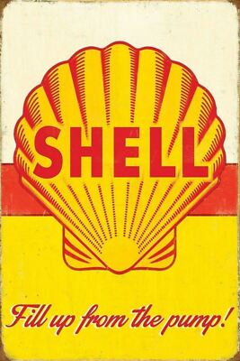 Shell Oil Advert Vintage Retro style Metal Sign, garage, man cave, cars ...