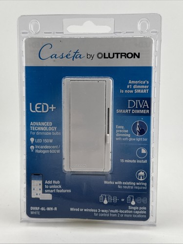 Lutron DVRF-6L-WH-R Diva Smart Dimmer Switch, Caseta Lighting - New ...
