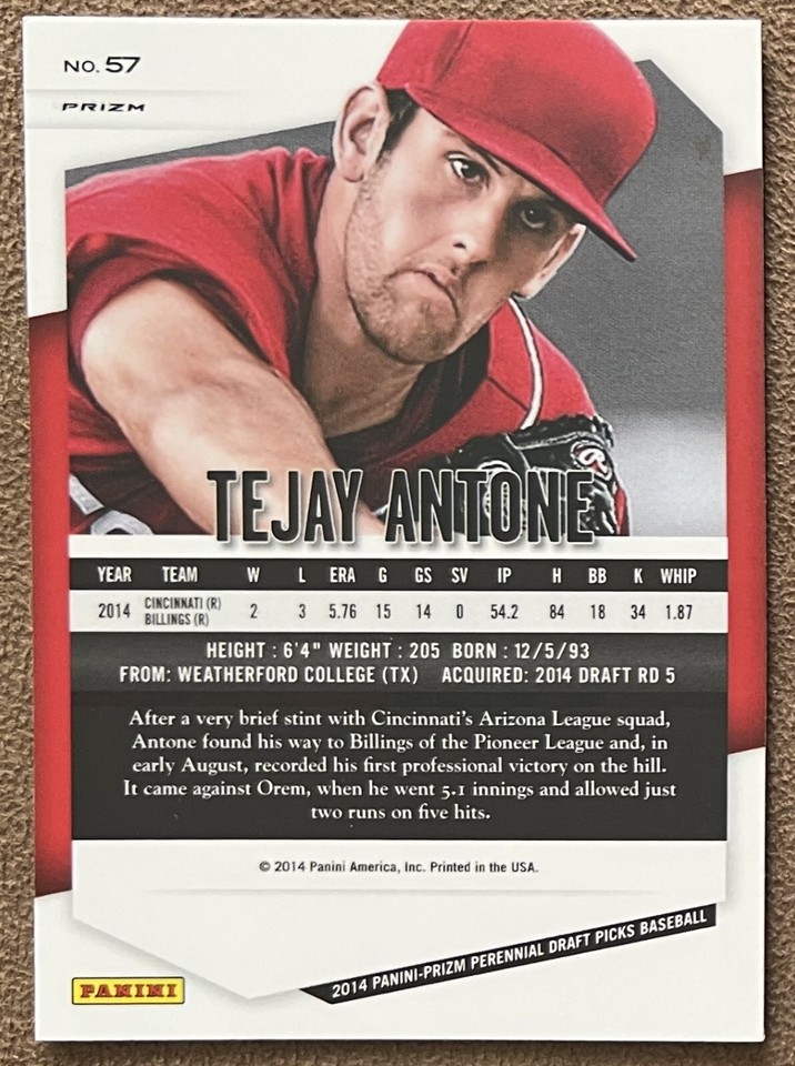 Tejay Antone 2014 Panini Prizm Perennial Draft Picks Silver Holo #57 ...
