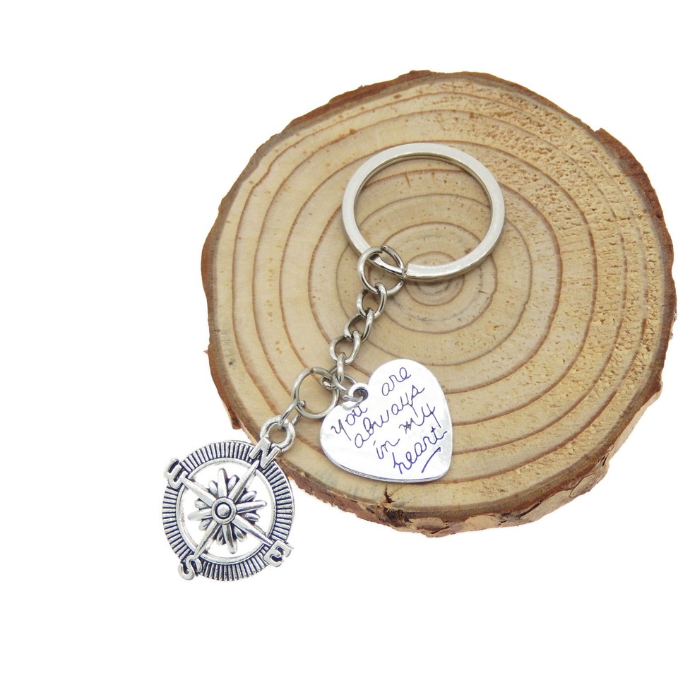 2pcs Vintage Silver Metal Engraved Words Heart Shape Key Chain Drop Key ...