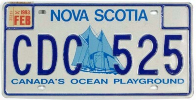 Nova Scotia Canada 1993 Bluenose Boat Schooner License Plate CDC 525 ...