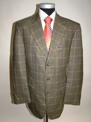 Yves Saint Laurent Sakko Design Einreiher Beige Braun Kariert Gr. 104 ...