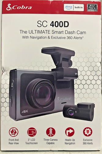 Cobra - SC 400D Dual-View Smart Dash Cam with Rear-View Accessory ...