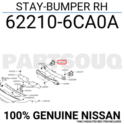 622106CA0A Genuine Nissan STAY-BUMPER RH 62210-6CA0A | eBay