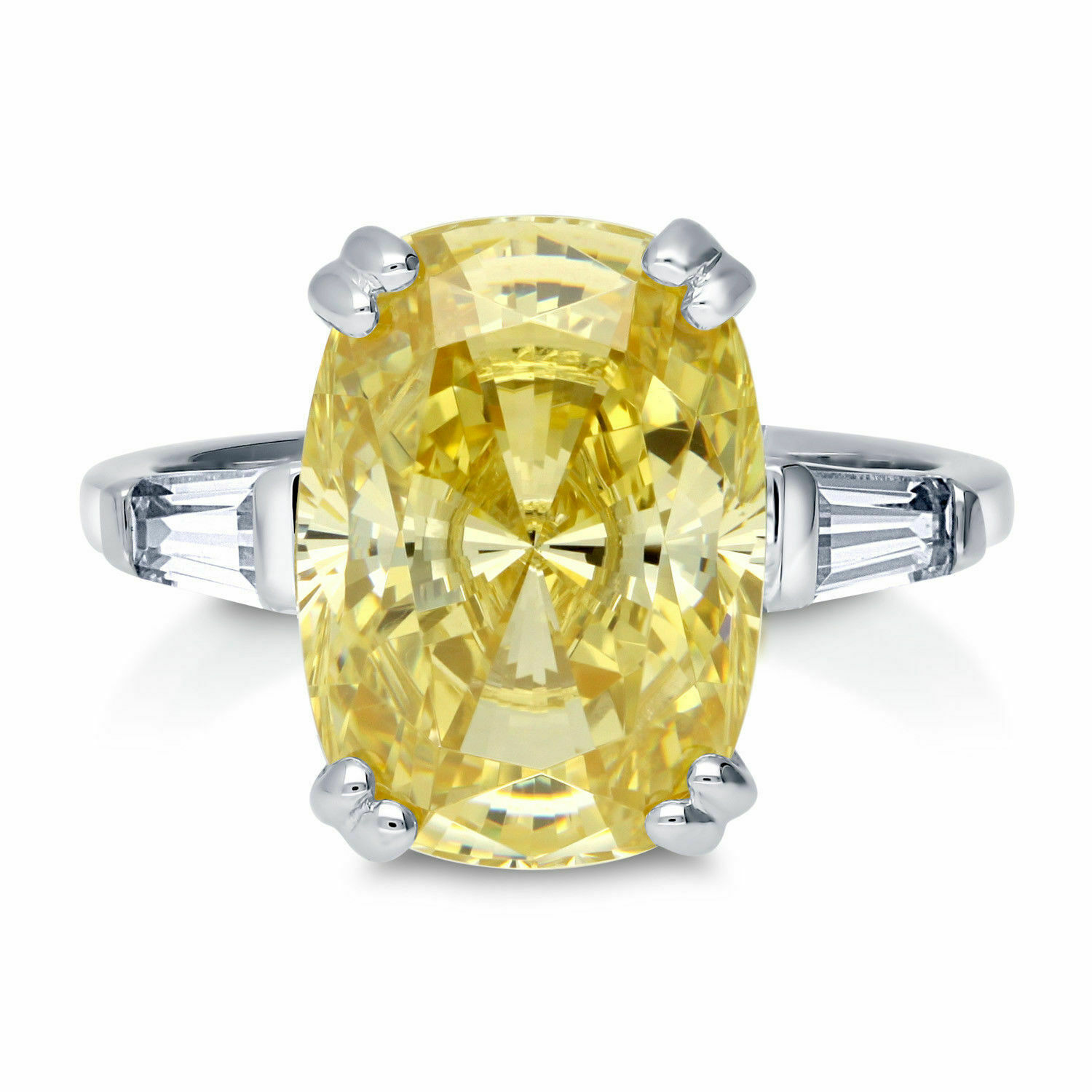 Yellow Cushion Canary 4 CT Citrine Right Hand Cocktail Wedding 925 ...