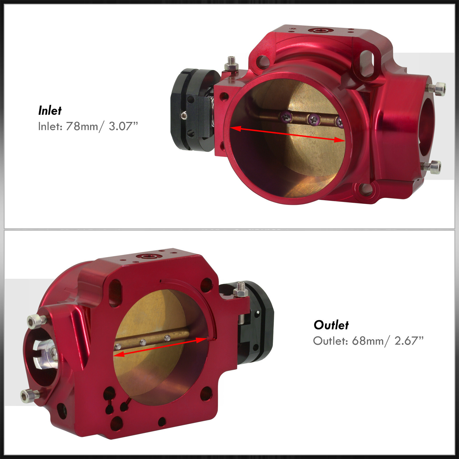 68mm Red Aluminum Air Intake Throttle Body For Honda Civic CRX Del Sol ...