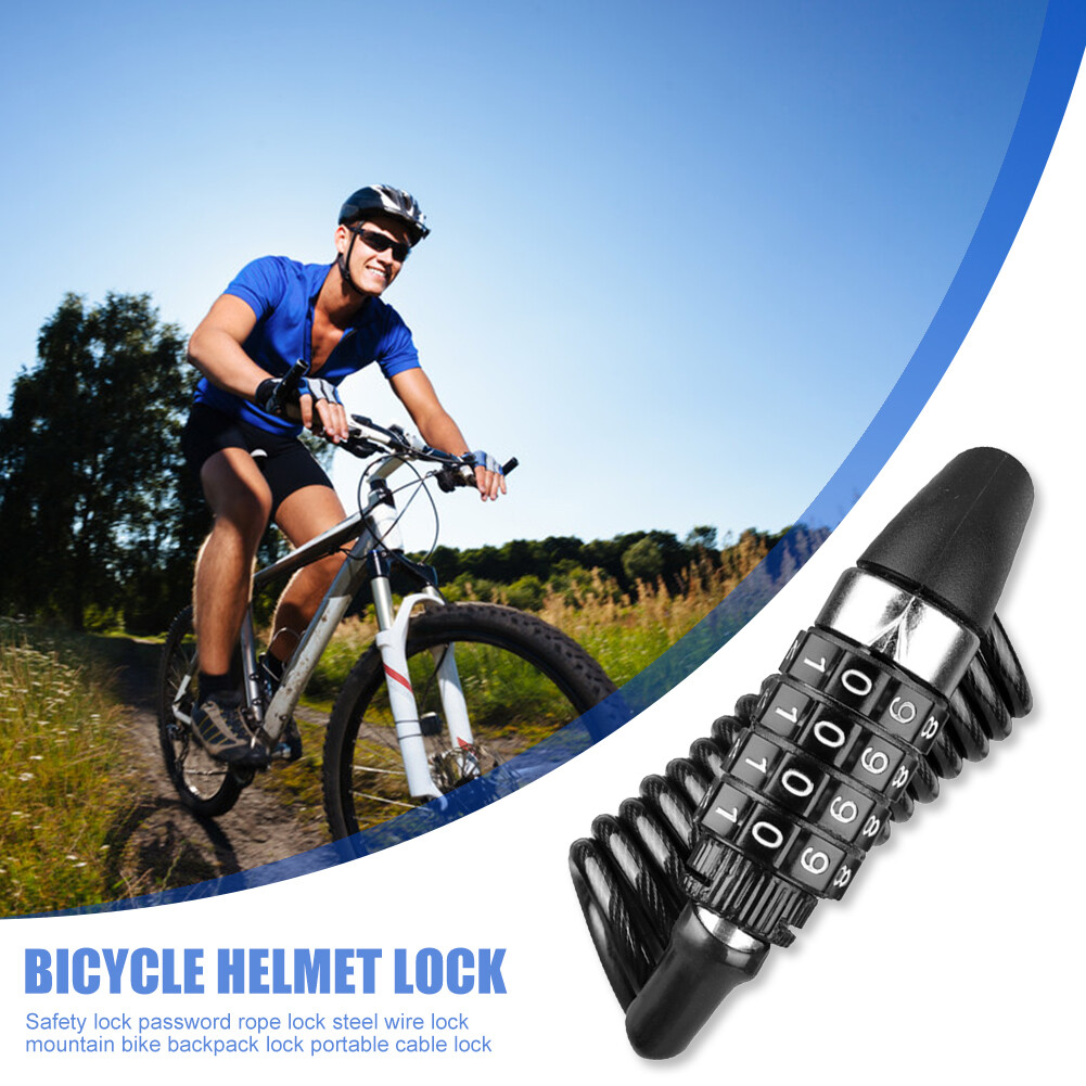 MTB Bicycle Helmet Lock 4 Digit Combination Steel Wire Cables Lock ...
