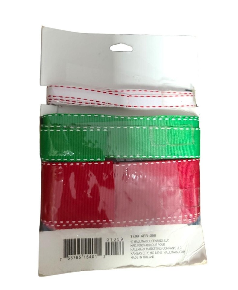 Hallmark Ribbon - 3 Colors & Widths - White/Green/Red - 12.9 Yards ...
